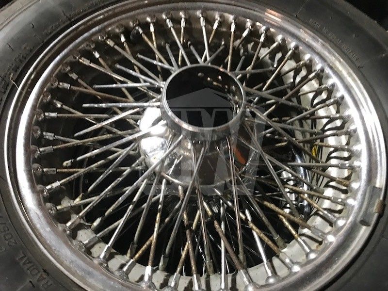 V12 E-TYPE WIRE WHEELS & TYRES X 4 (USED)